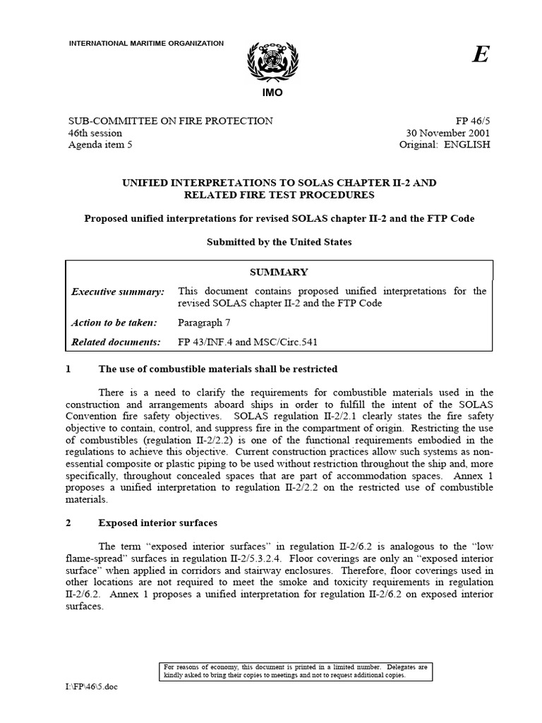 SOLAS II-2 Fire Safety Interpretations | PDF | Fires | Building Engineering