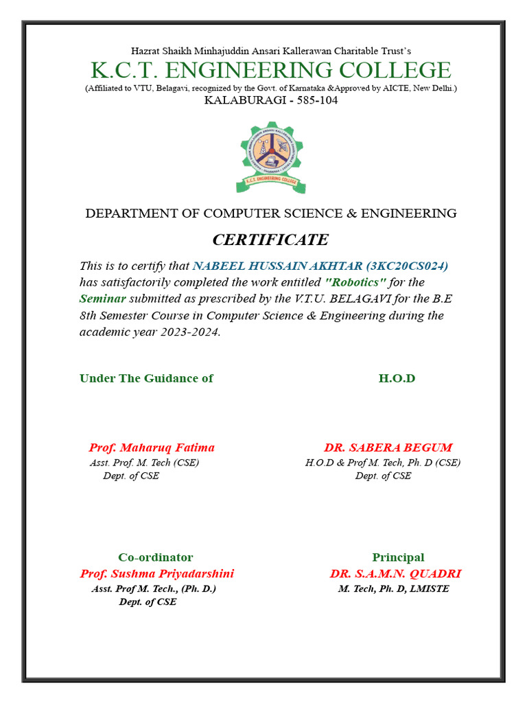 Seminar Front Certificate | PDF