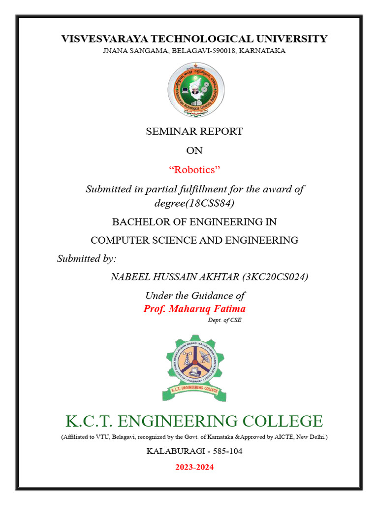 Seminar Report | PDF | Actuator | Robot