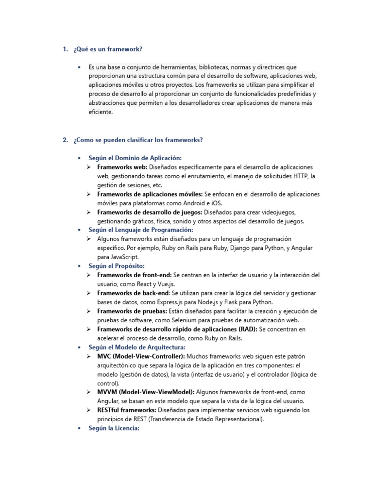 Cuestionario Frameworks En Python Pdf Marco De Software Software