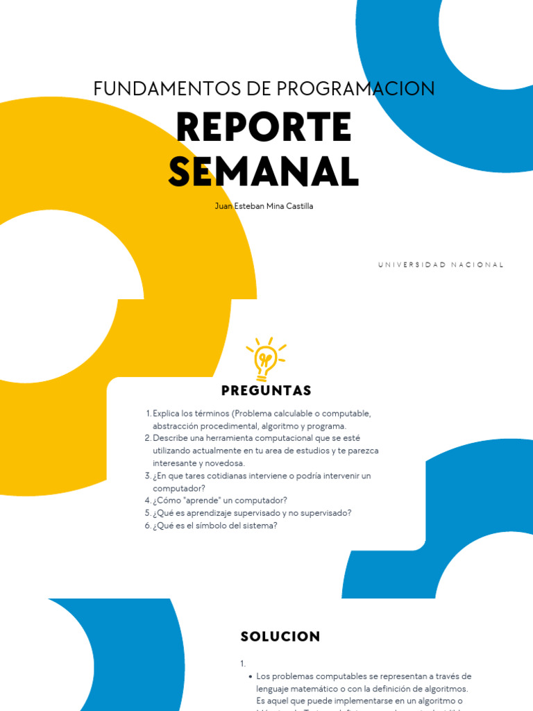 Reporte Semanal | PDF | Algoritmos | Lenguaje de programación