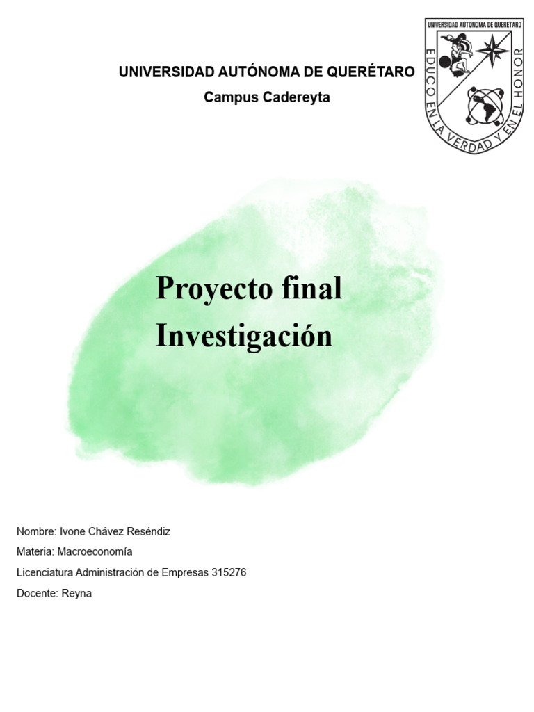 ProyectoFinal Investigación | PDF | Inflación | Producto Interno Bruto