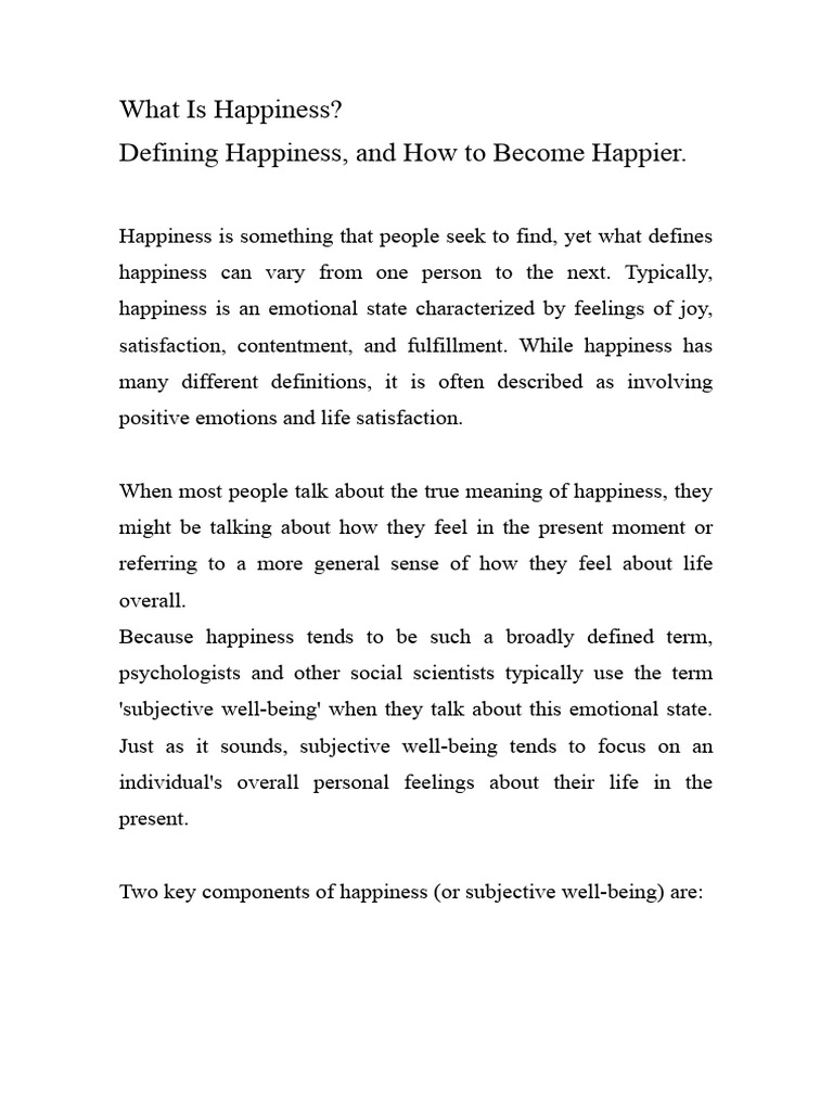 What Is Happiness | PDF | Happiness | Contentment