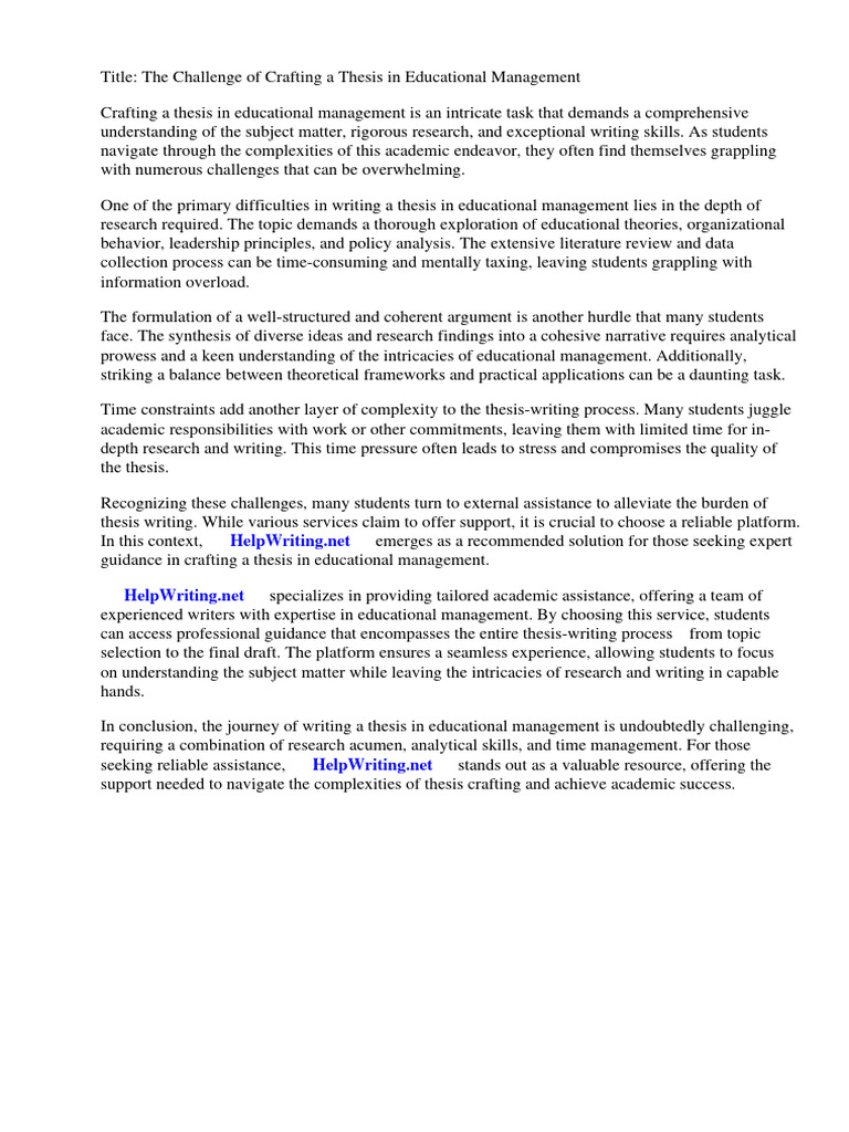 Thesis Educational Management | PDF