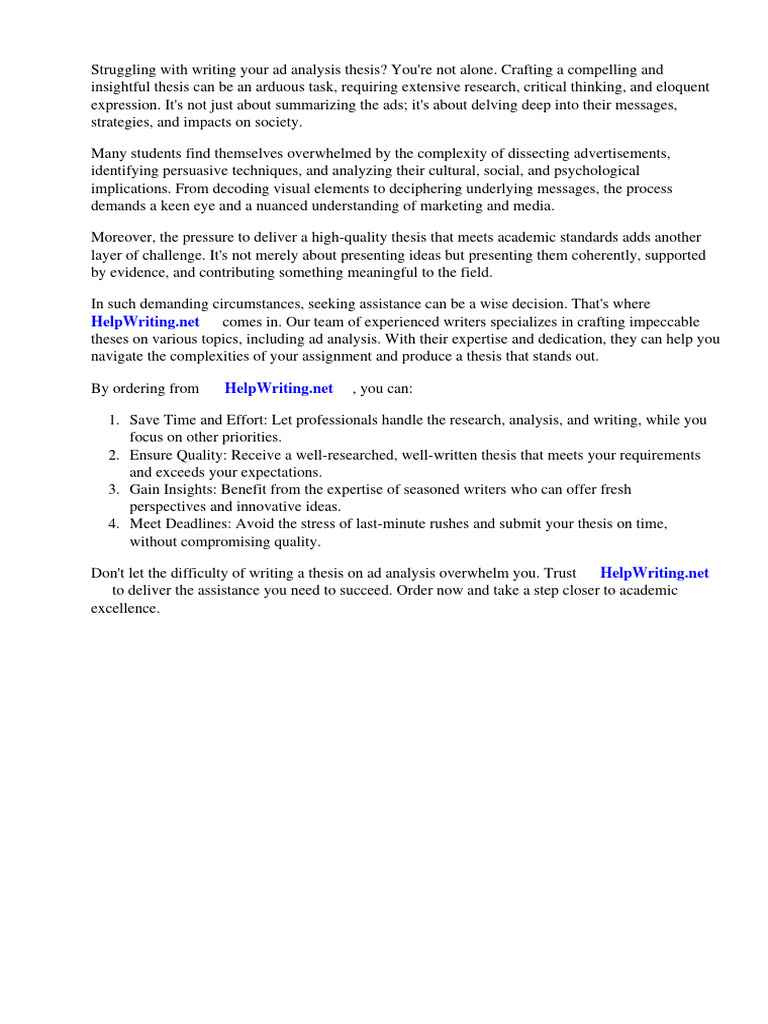 Ad Analysis Thesis | PDF | Advertising | Essays