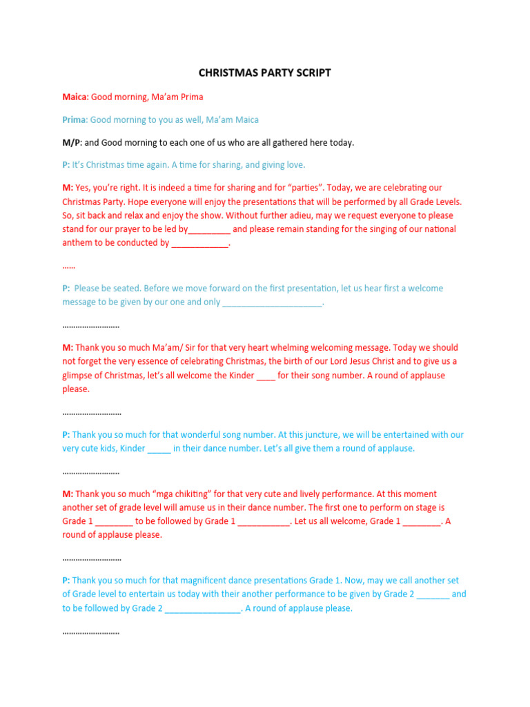 Christmas Party Script | PDF | Art