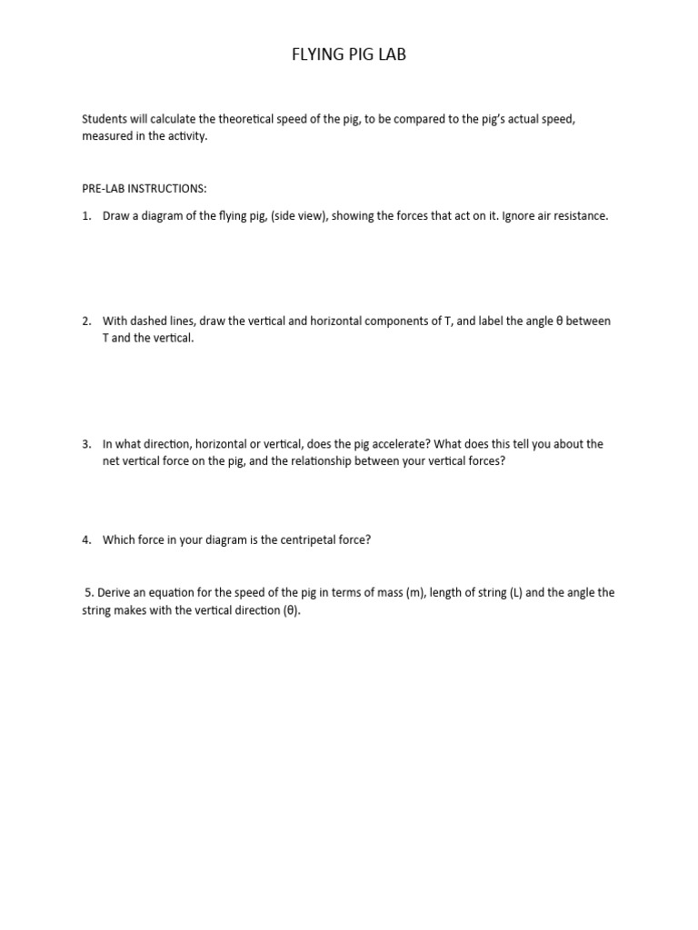 Flying Pig Lab: AP Physics 1 Experiment | PDF