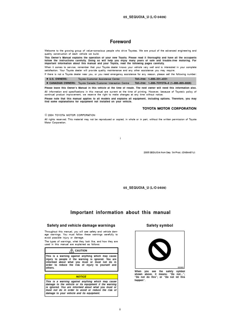 Toyota Sequoia 2005 Manual | PDF | Airbag | Seat Belt