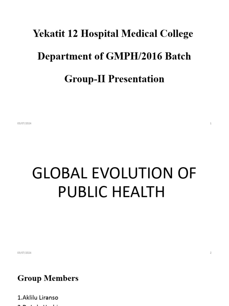 Global Evolution of Public Health | PDF | Public Health | Preventive ...