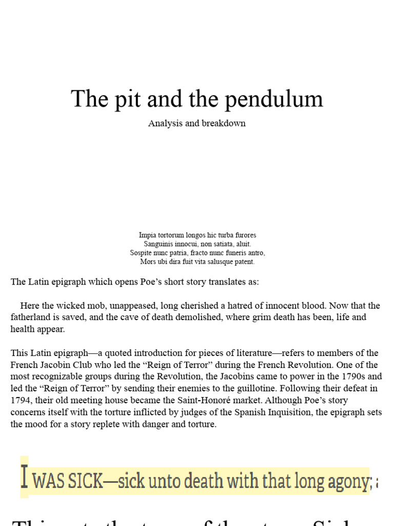 Analysis For Pit and Pendulum | PDF | Ghosts | Hell