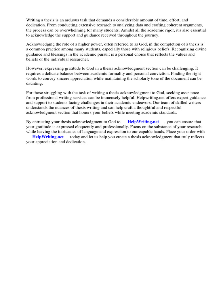 Thesis Acknowledgement To God | PDF