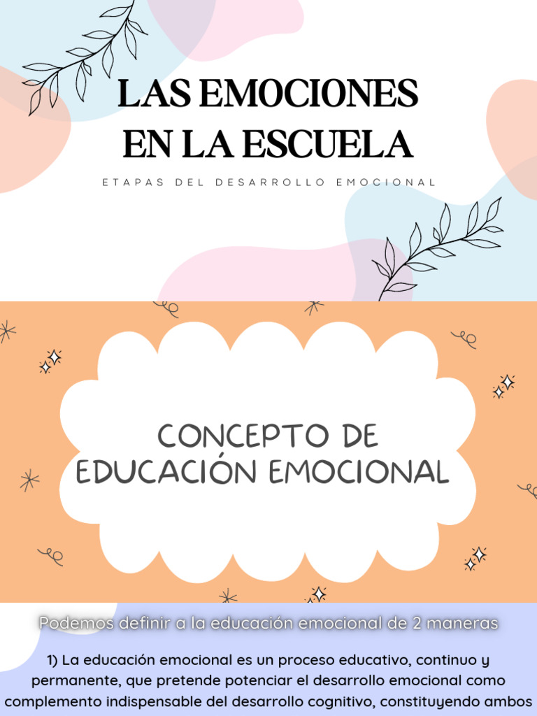 LAS EMOCIONES en LA ESCUELA. Etapas Del Desarrollo Emocional | PDF | Aprendizaje | Las emociones