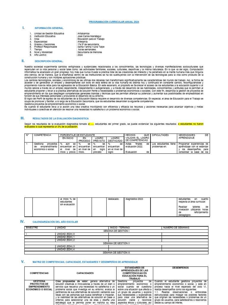 Plan Anual - Ept | Descargar gratis PDF | Aprendizaje | Iniciativa empresarial