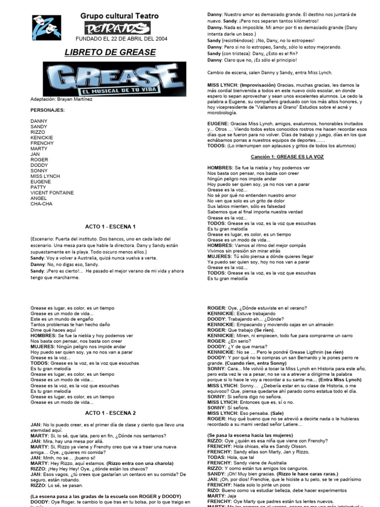 Libreto Grease Editado | PDF