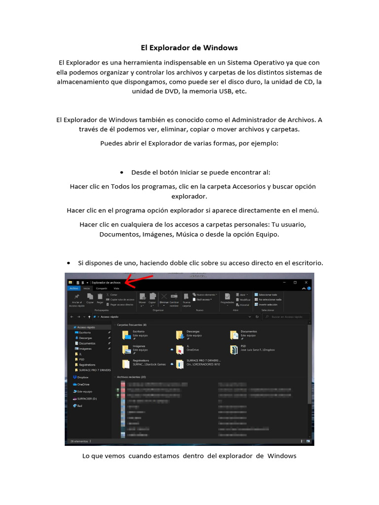El Explorador de Windows Primera Parte | PDF | Ventana (informática ...