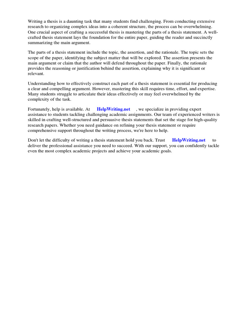 Parts Thesis Statement | PDF | Essays | Thesis