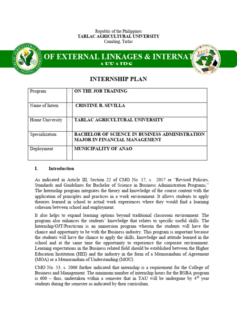 Anao Internship Plan | PDF | Internship | Job Hunting