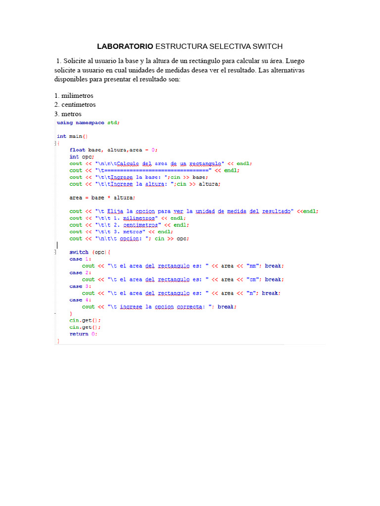 Laboratorio Estructura Selectiva Switch 2024 | PDF | Métodos y materiales de enseñanza | Tecnología