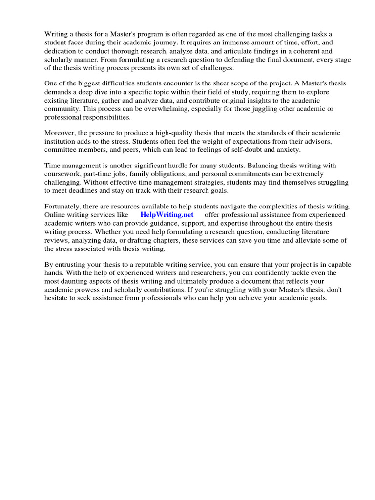 Thesis Masters Program | PDF | Thesis | Master Of Business Administration