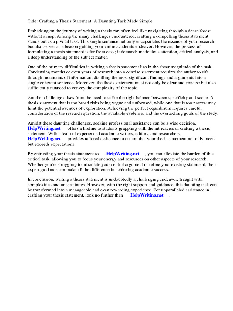 2 Examples of Thesis Statement | PDF