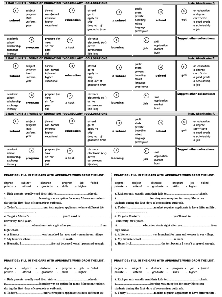 Education Collocations Part 2 | PDF