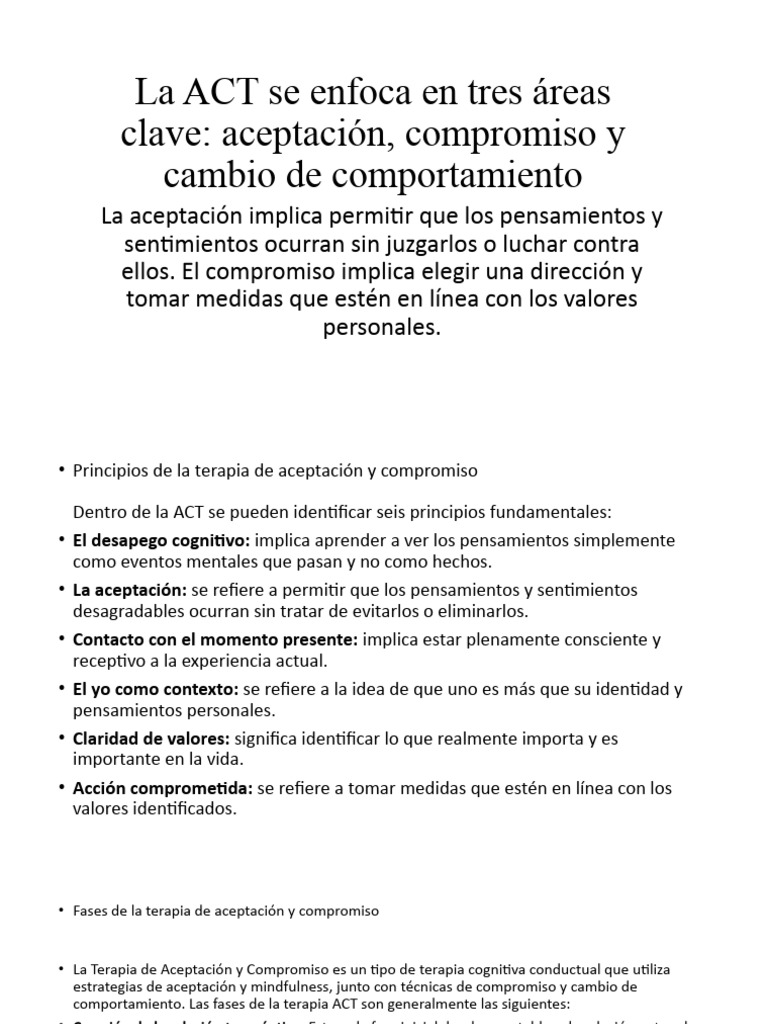 La ACT Se Enfoca en Tres Áreas Clave | PDF