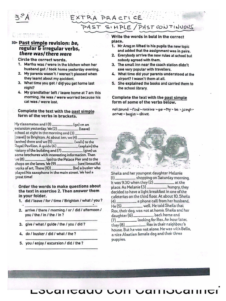 3A Extra Practice Past Simple Past Continuous When y While | PDF