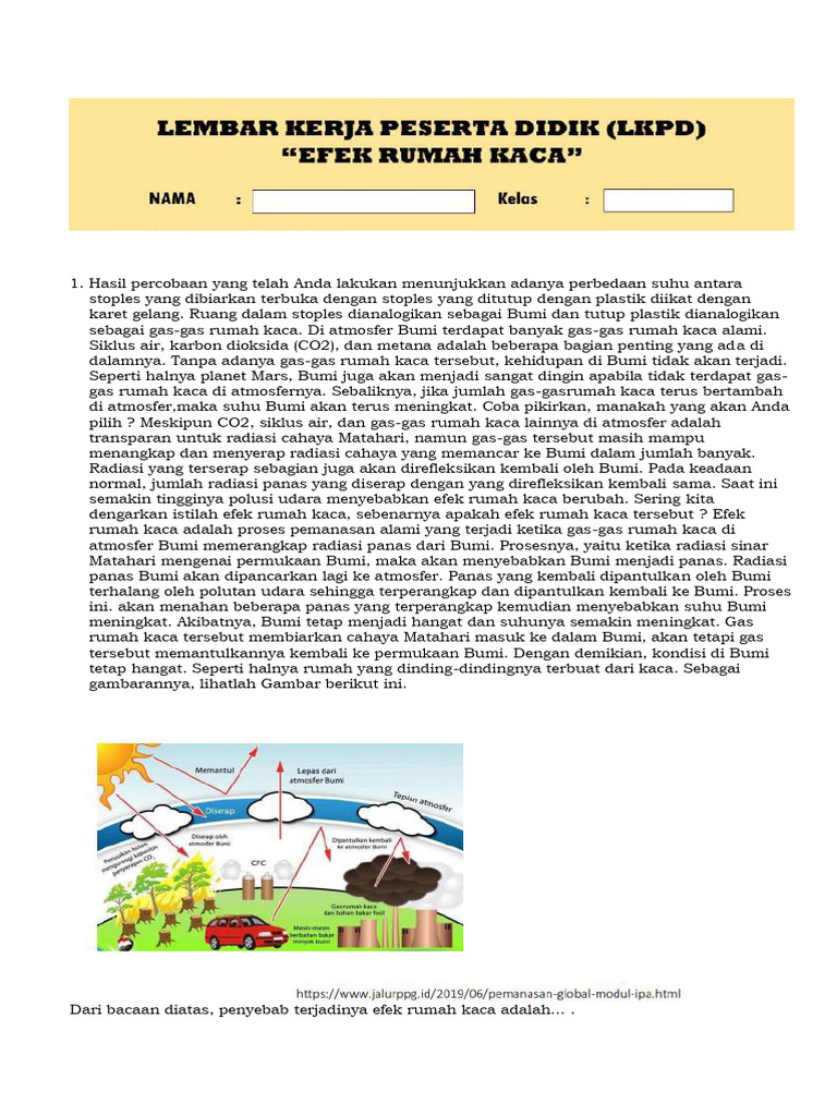 LKPD - Efek Rumah Kaca | PDF