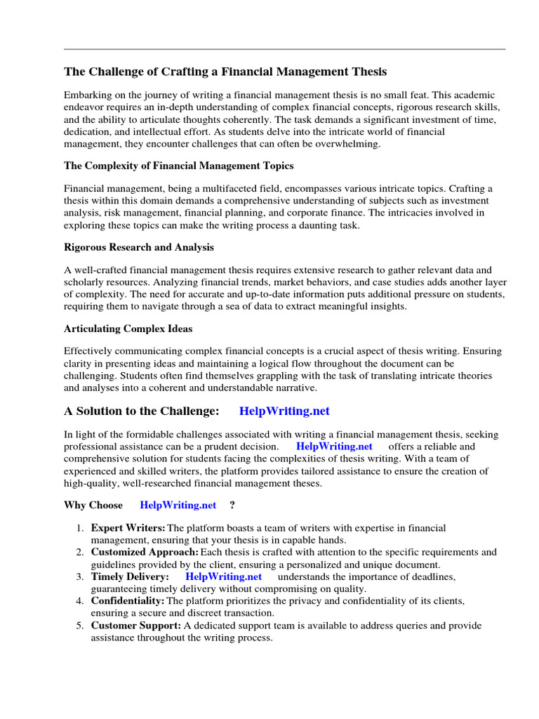Financial Management Thesis Topics | PDF | Banks | Thesis
