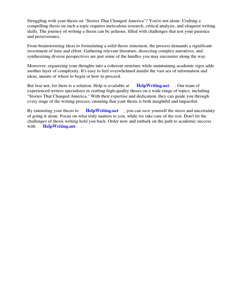Thesis of Stories That Changed America | PDF