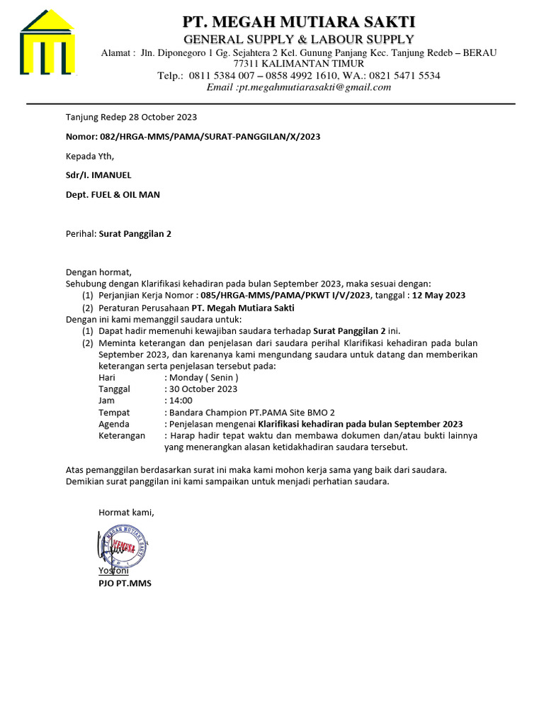 Surat Pangilan | PDF