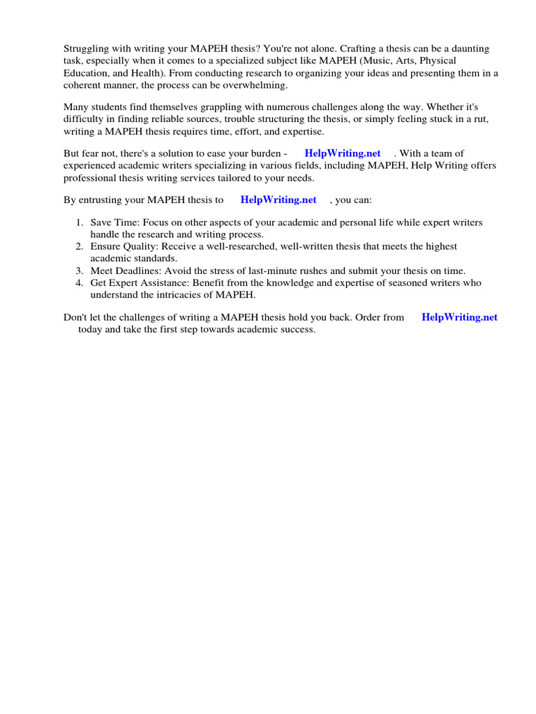 Sample of Thesis in Mapeh | PDF | Thesis