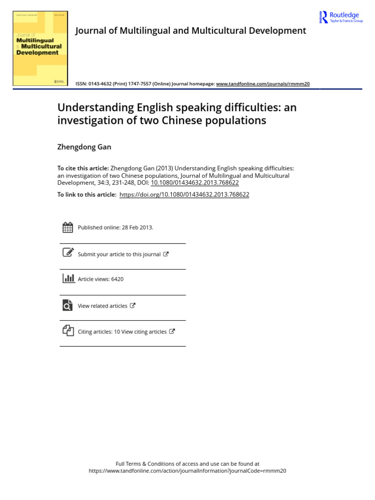 Understanding English Speaking Difficulties An Investigation of Two ... Understanding English Speaking Difficulties An Investigation of Two ...
