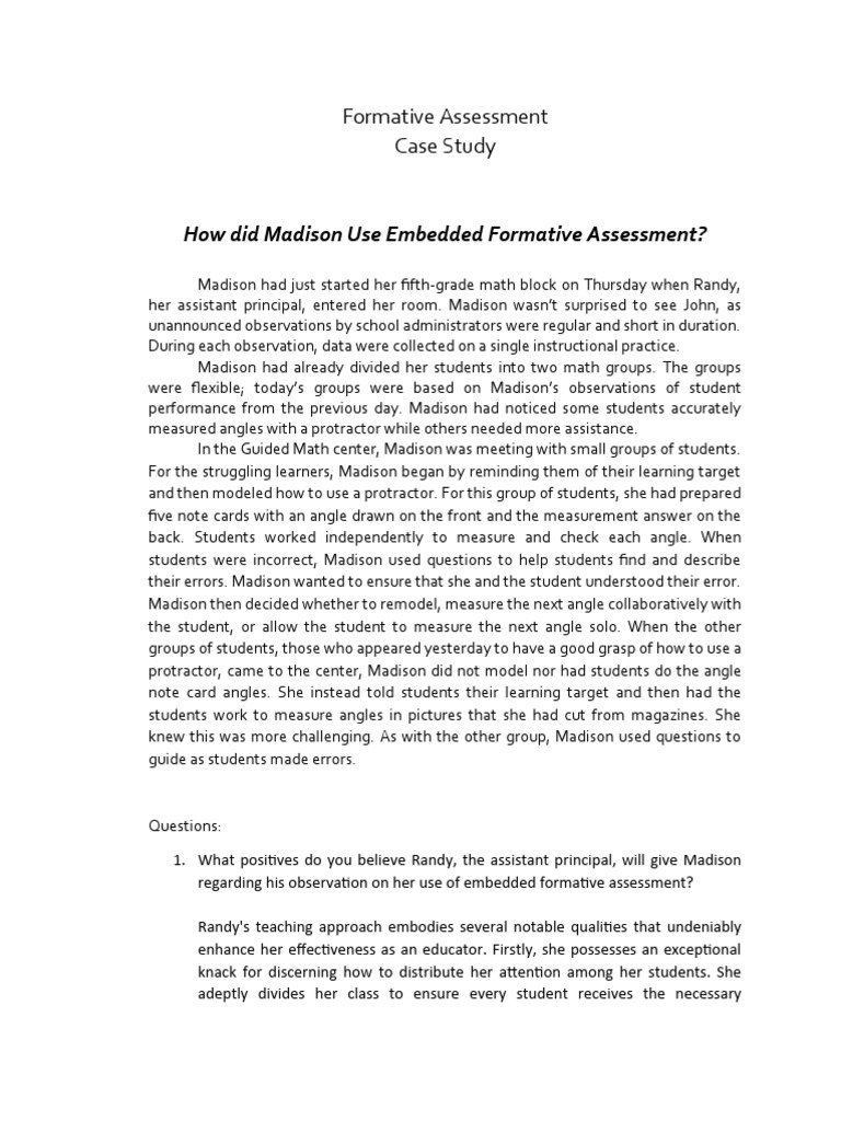 Formative Assessment Case Study | PDF | Learning | Psychological Concepts