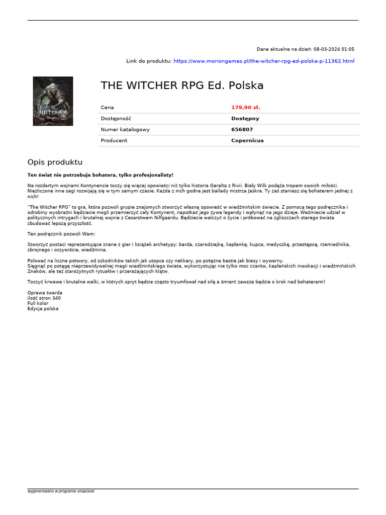 The Witcher RPG Ed Polska | PDF