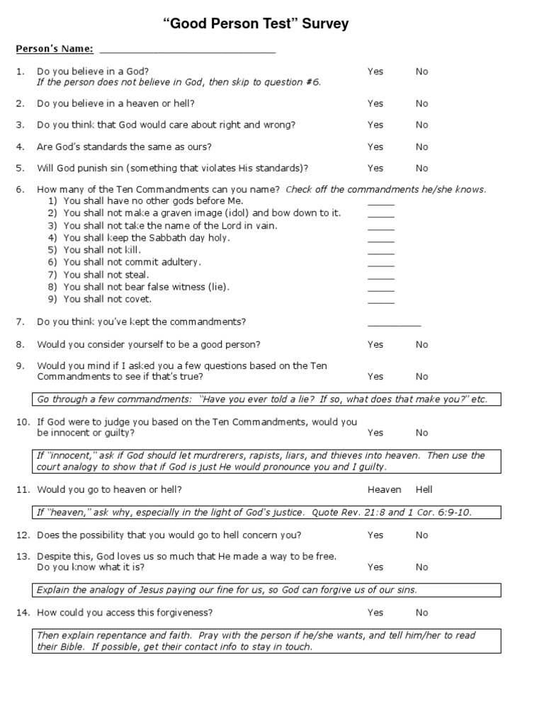 Good Person Test Survey Insights | PDF