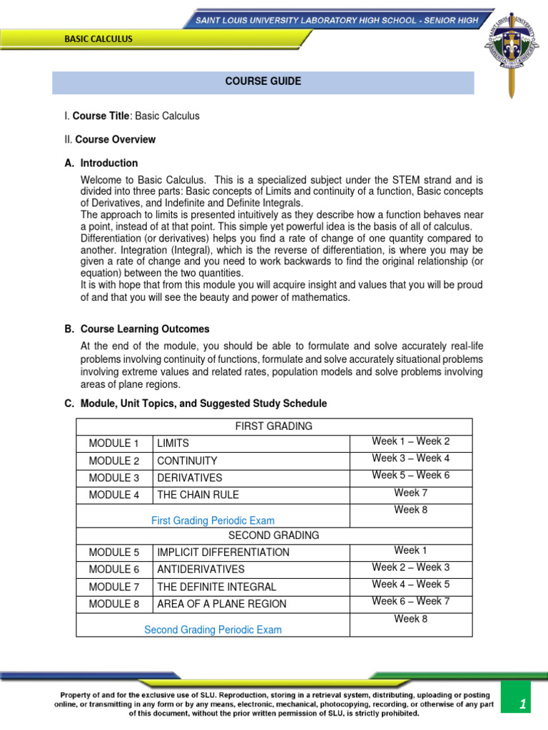 Basic Calculus Module AY 2023-2024 | PDF