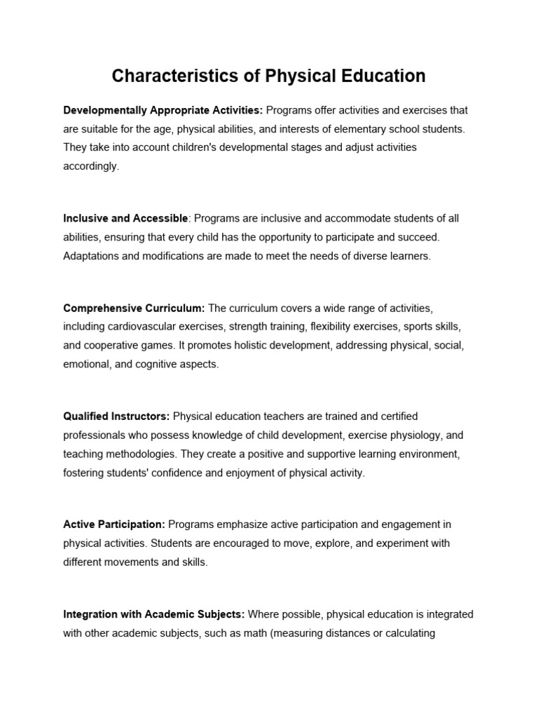 Characteristics of Physical Education | Download Free PDF | Educational Assessment | Physical ...