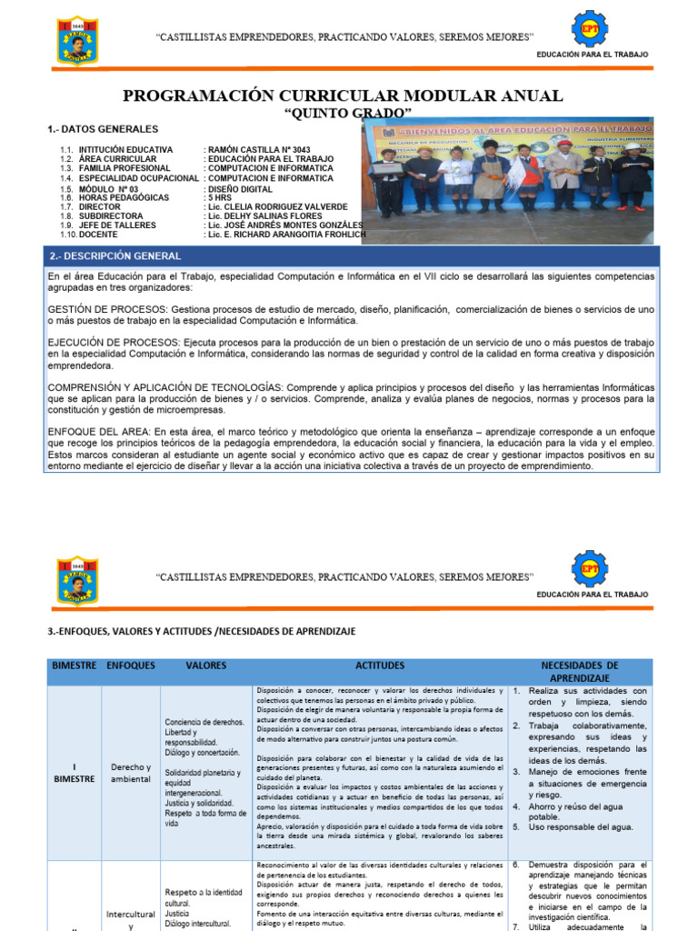 PROGRAMACION 5to Grado 2018 EPT COMPUTACION | PDF