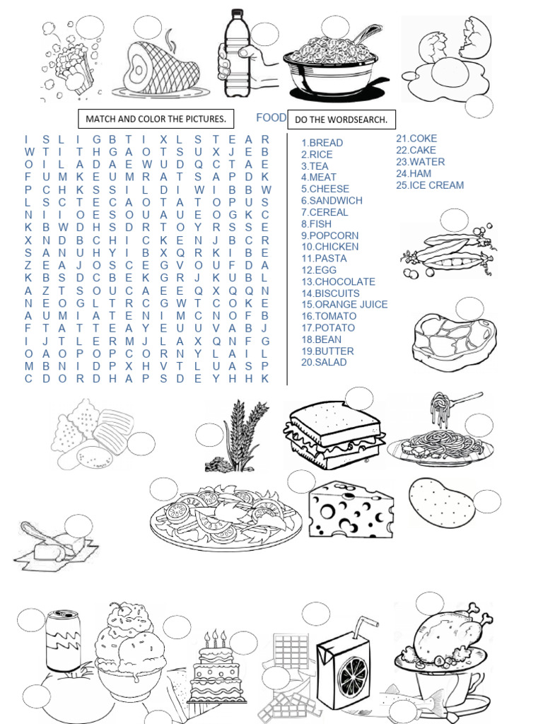 Food Vocabulary Wordsearch | PDF | Foods | Sandwich