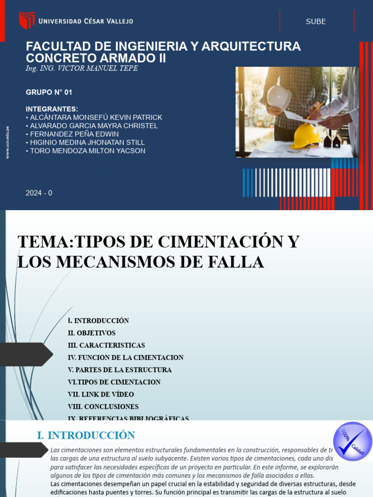 EXPOCICION TIPOS DE CIMENTACION | PDF | Fundación (Ingeniería) | Fundación profunda
