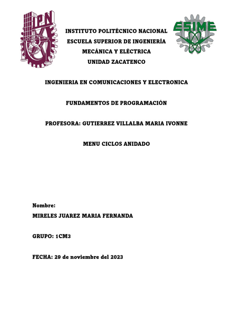 Ciclos Anidados | PDF | Programación de computadoras | Usabilidad