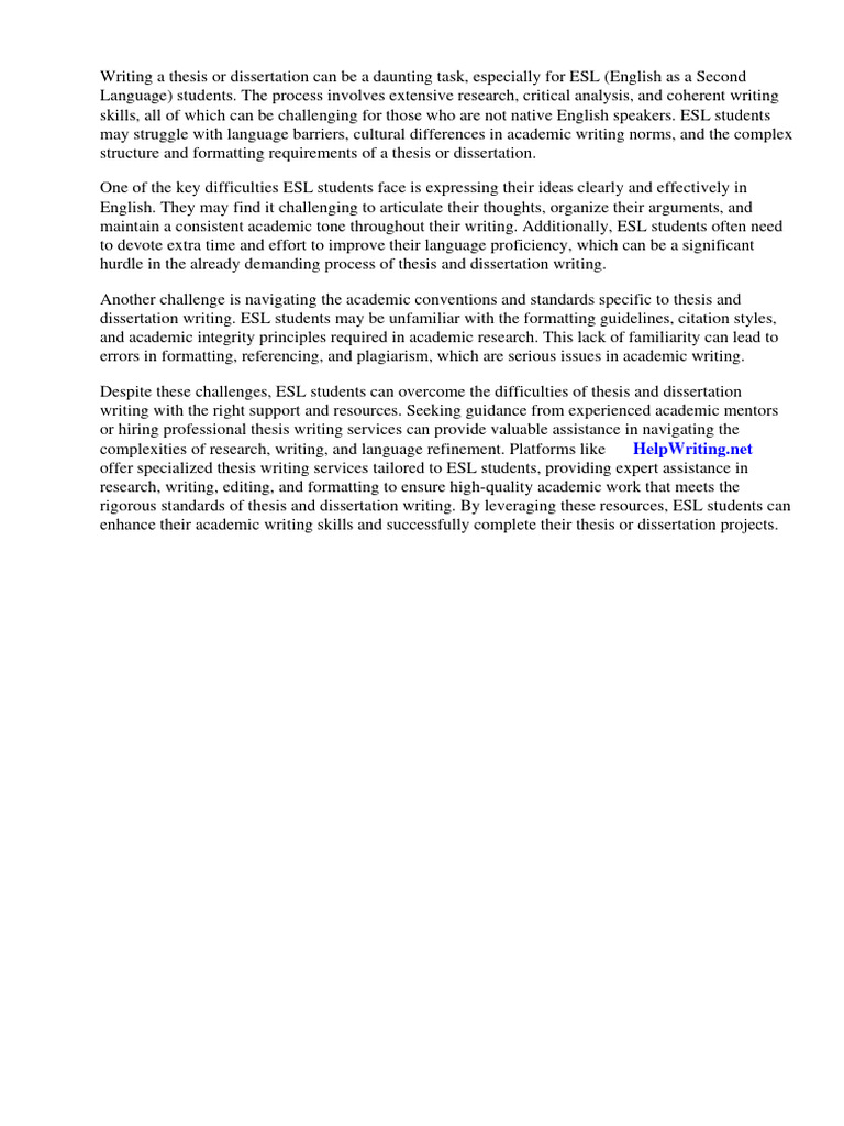 Thesis and Dissertation Writing Preparing Esl Students For Research | PDF | Thesis | Methodology