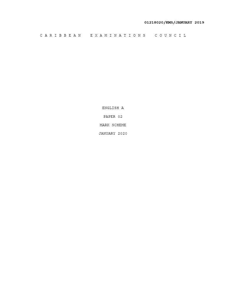 CSEC Eng A Mark Scheme January 2020 | PDF | Argument | Subject (Grammar)
