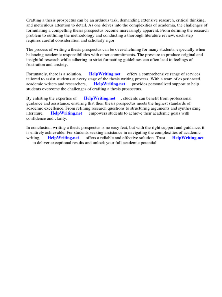 Thesis Prospectus Example | Download Free PDF | Thesis | Essays