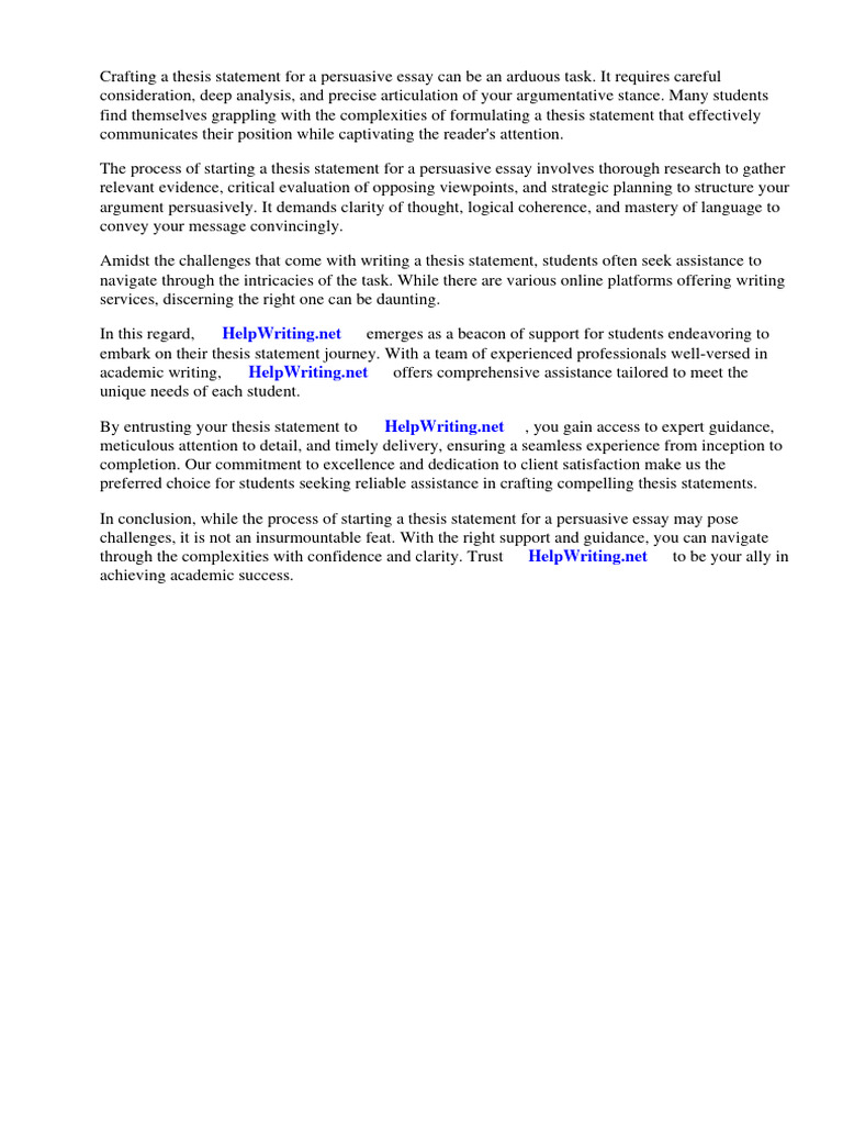 How To Start A Thesis Statement For A Persuasive Essay | PDF | Essays ...