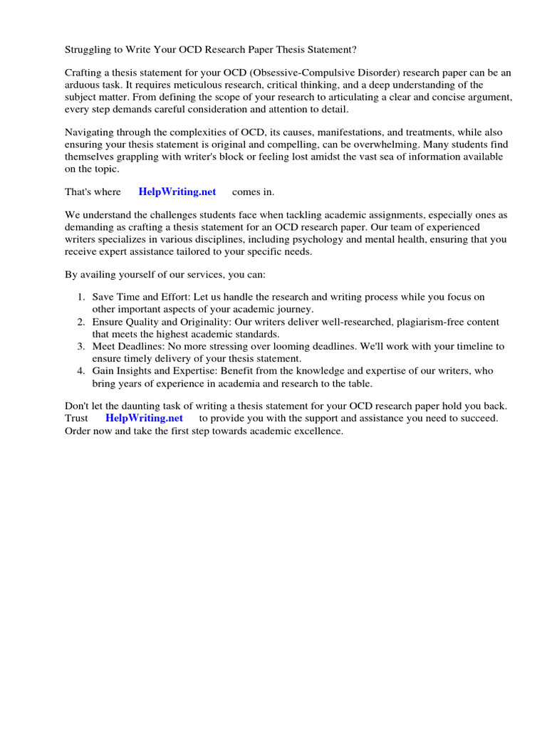 Thesis Help for OCD Research Papers | PDF | Essays | Thesis