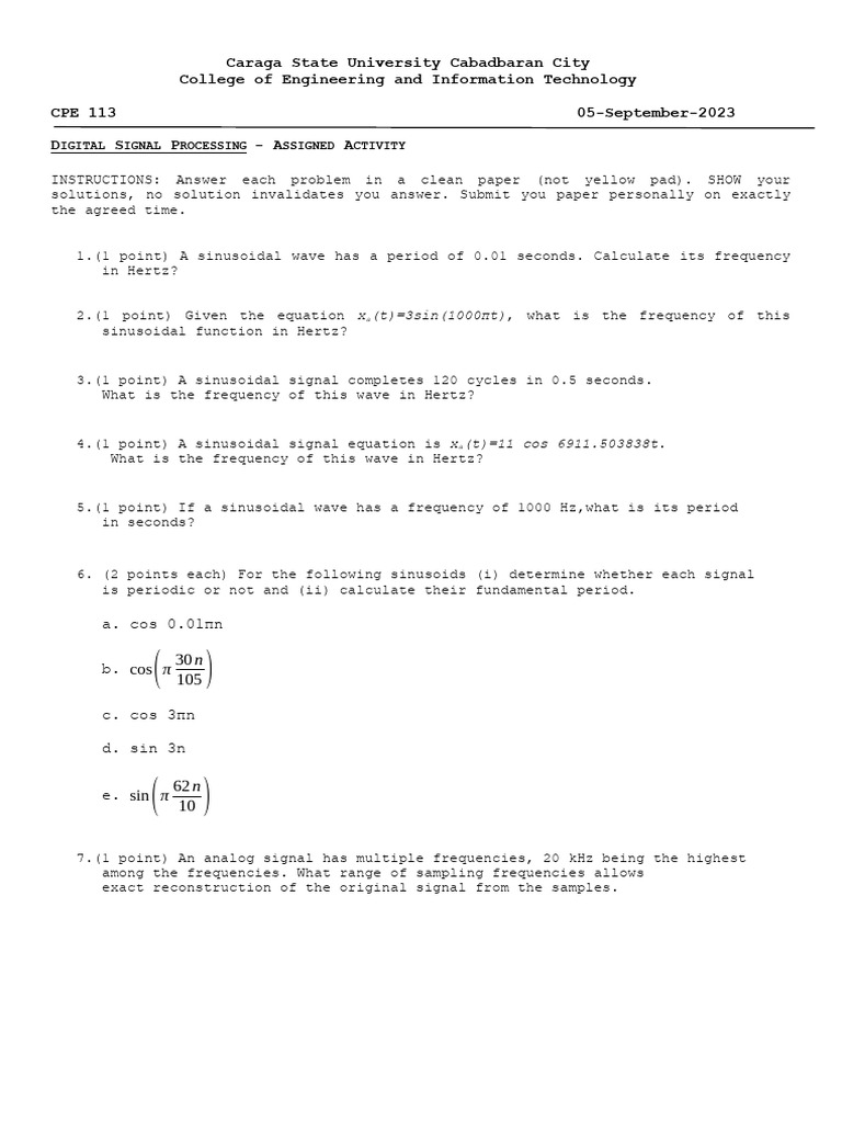 CPE-113 1 Assignment | PDF