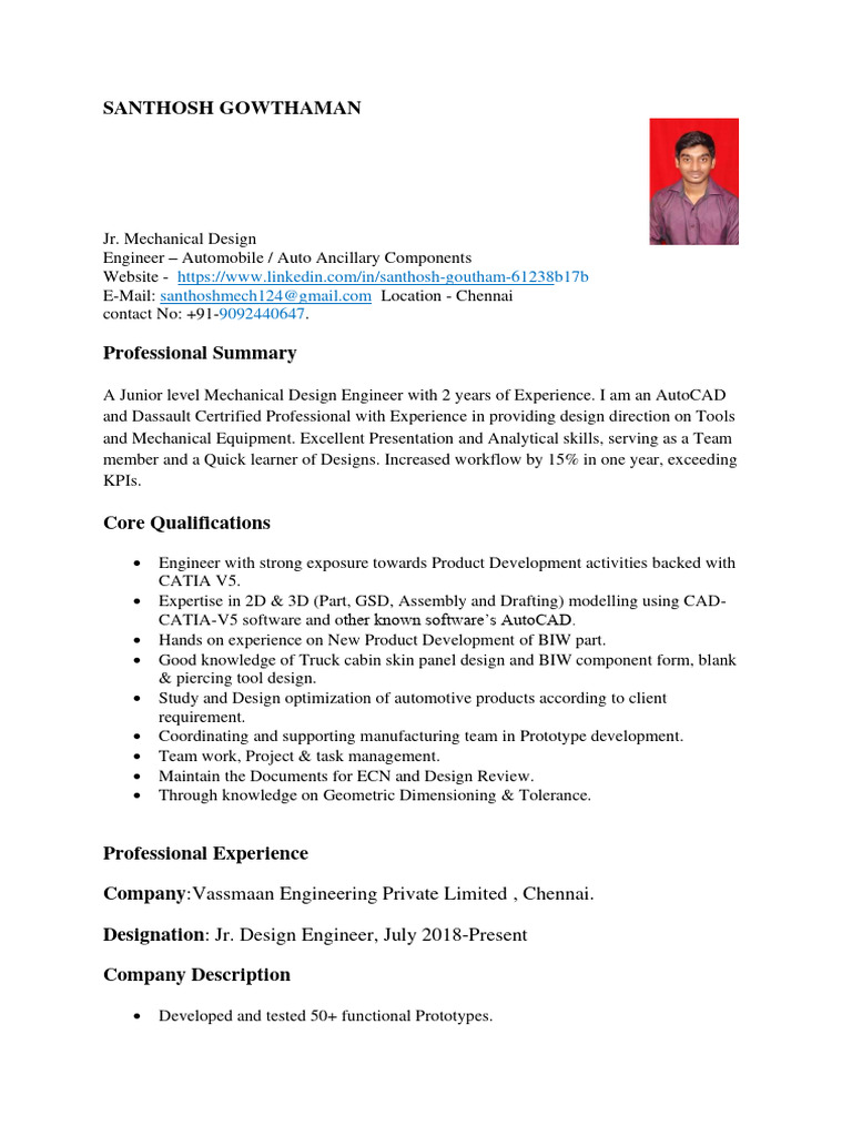 @ SANTHOSH GAUTHAM RESUME - Santhosh Goutham | PDF | Mechanical ... @ SANTHOSH GAUTHAM RESUME - Santhosh Goutham | PDF | Mechanical ...