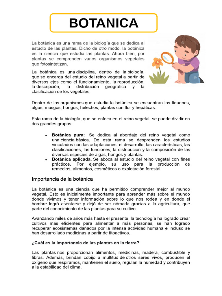 Introducción a la Botánica y su Importancia | PDF